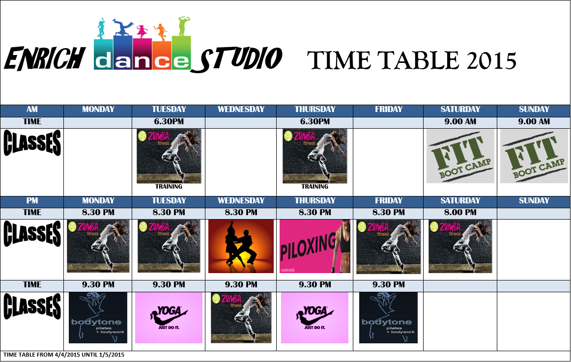 ENRICH DANCE STUDIO APRIL SCHEDULE » Kompleks D`Star Arena